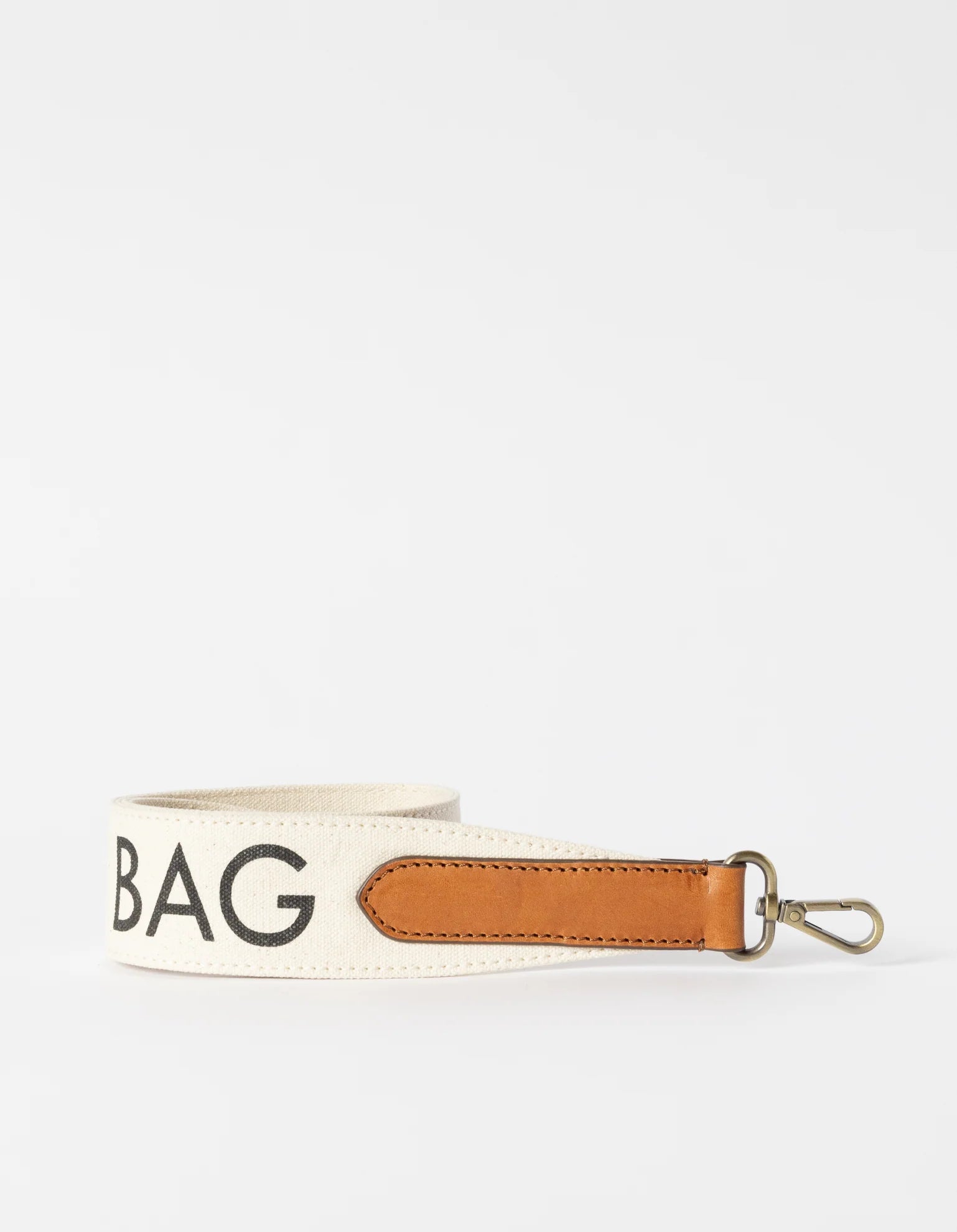 Shoulder Cavas logo strap white & cognac classic leather - LOFT the Store